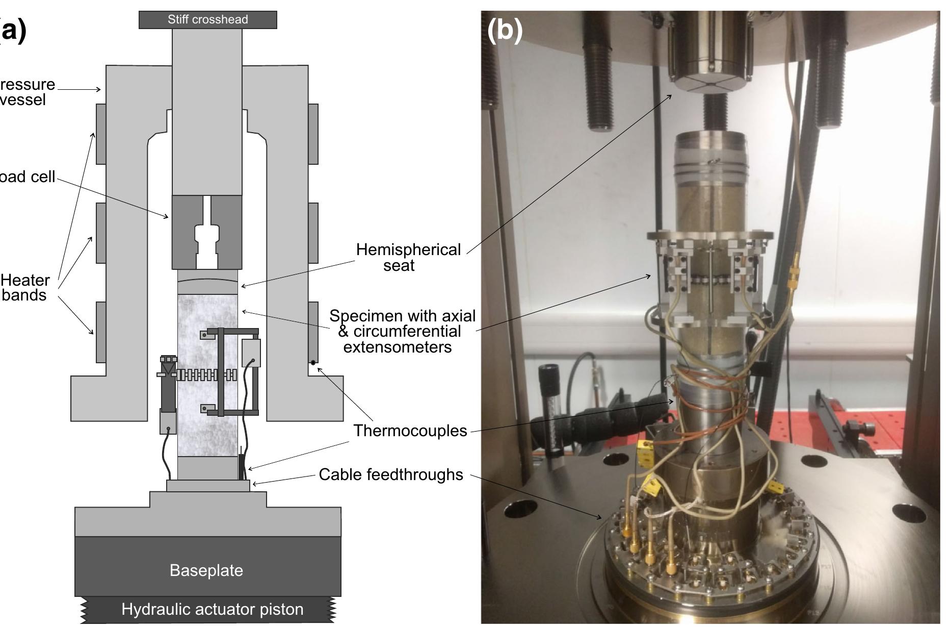 A schematic diagram of an instrumented specimen set up in