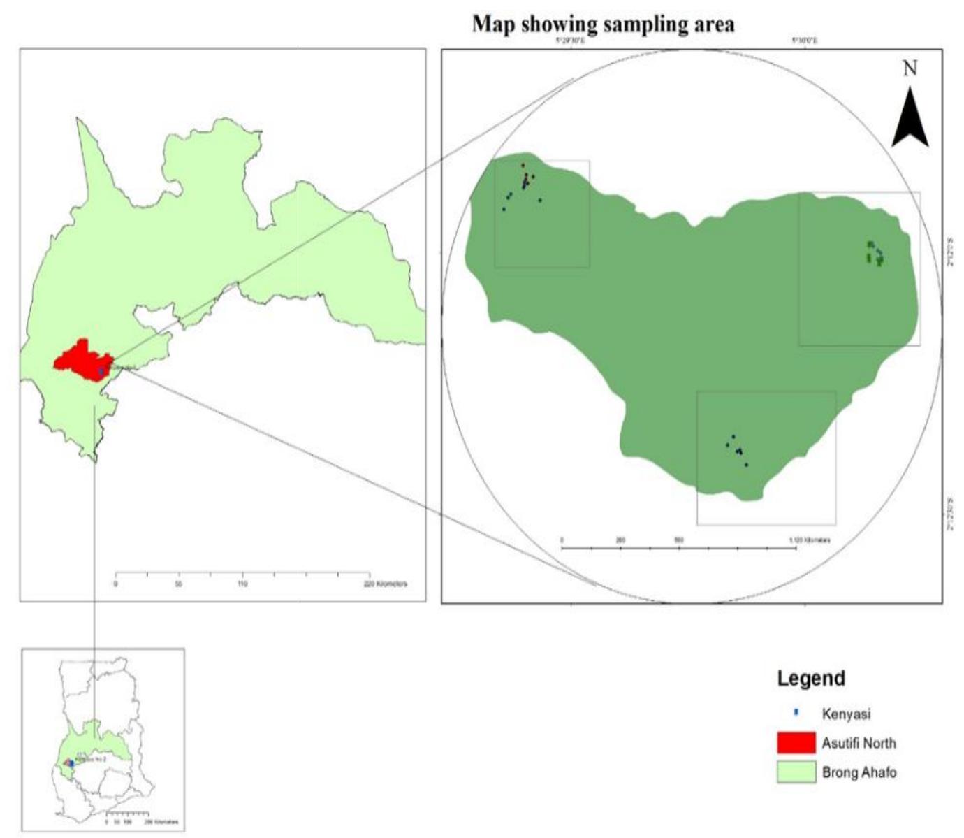 Map of kenyase showing the various sampling points