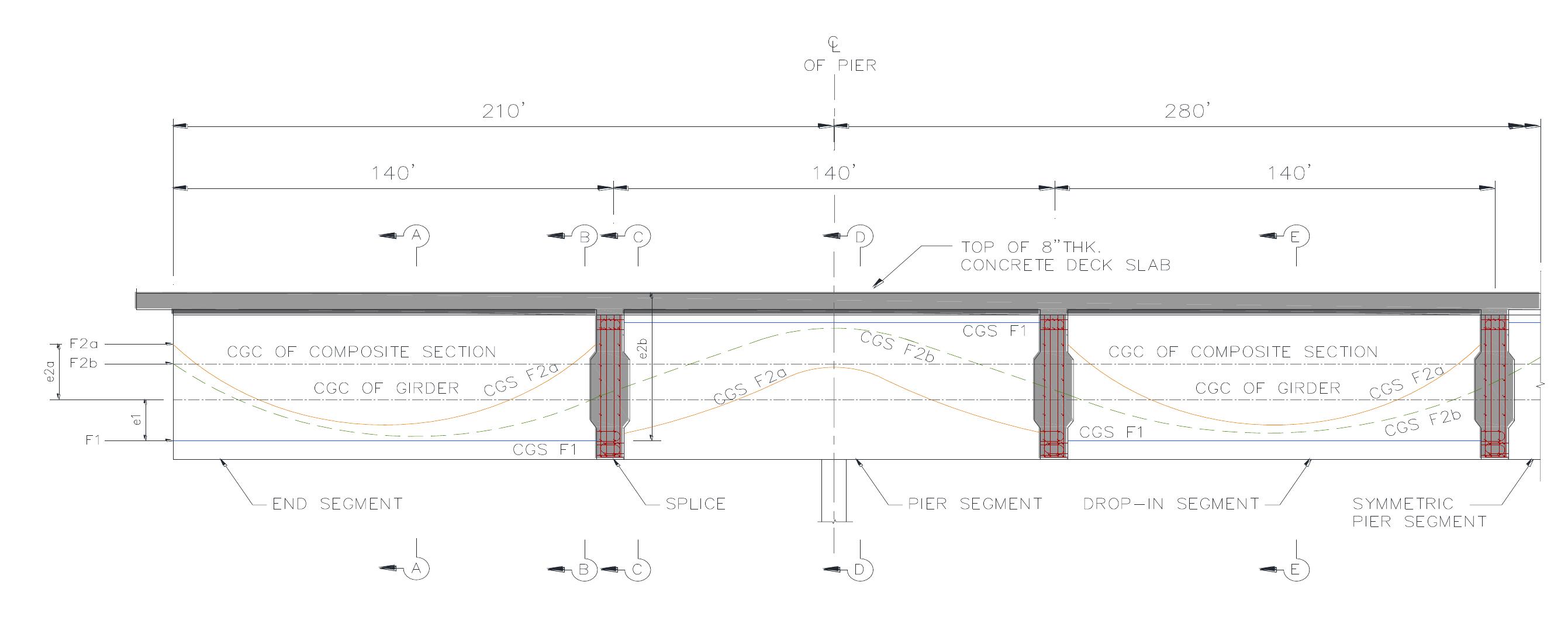 Longitudinal section showing the tendon profile for
