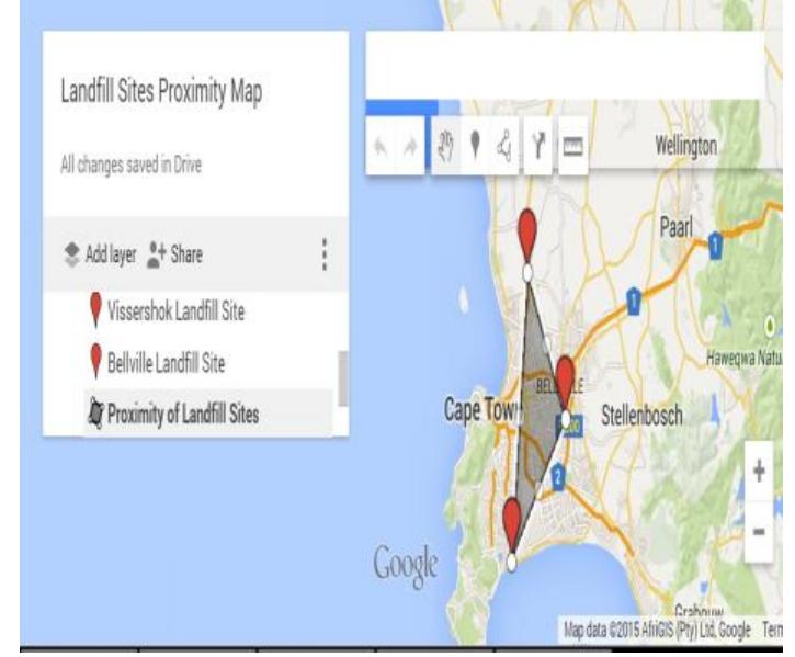 | b). the landfill sites proximity map.