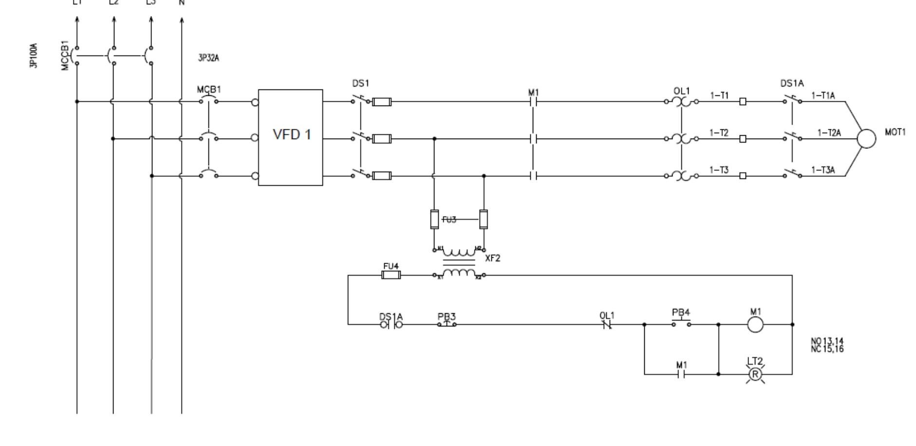 Circuit layout simplified for one motor control system