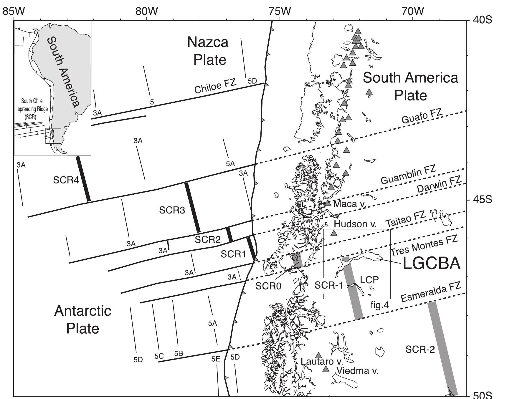 Simplified map of the chile triple junction region and plate