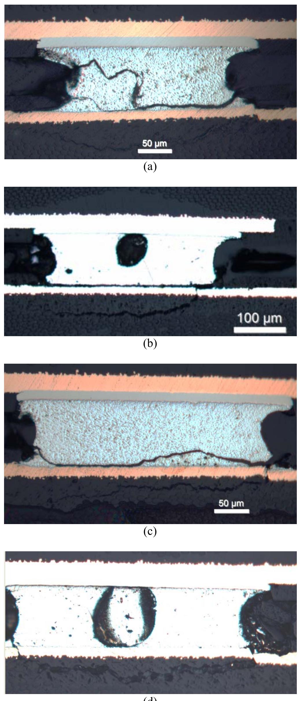 Lga failure modes on immag pcb surface finish: (a) solder