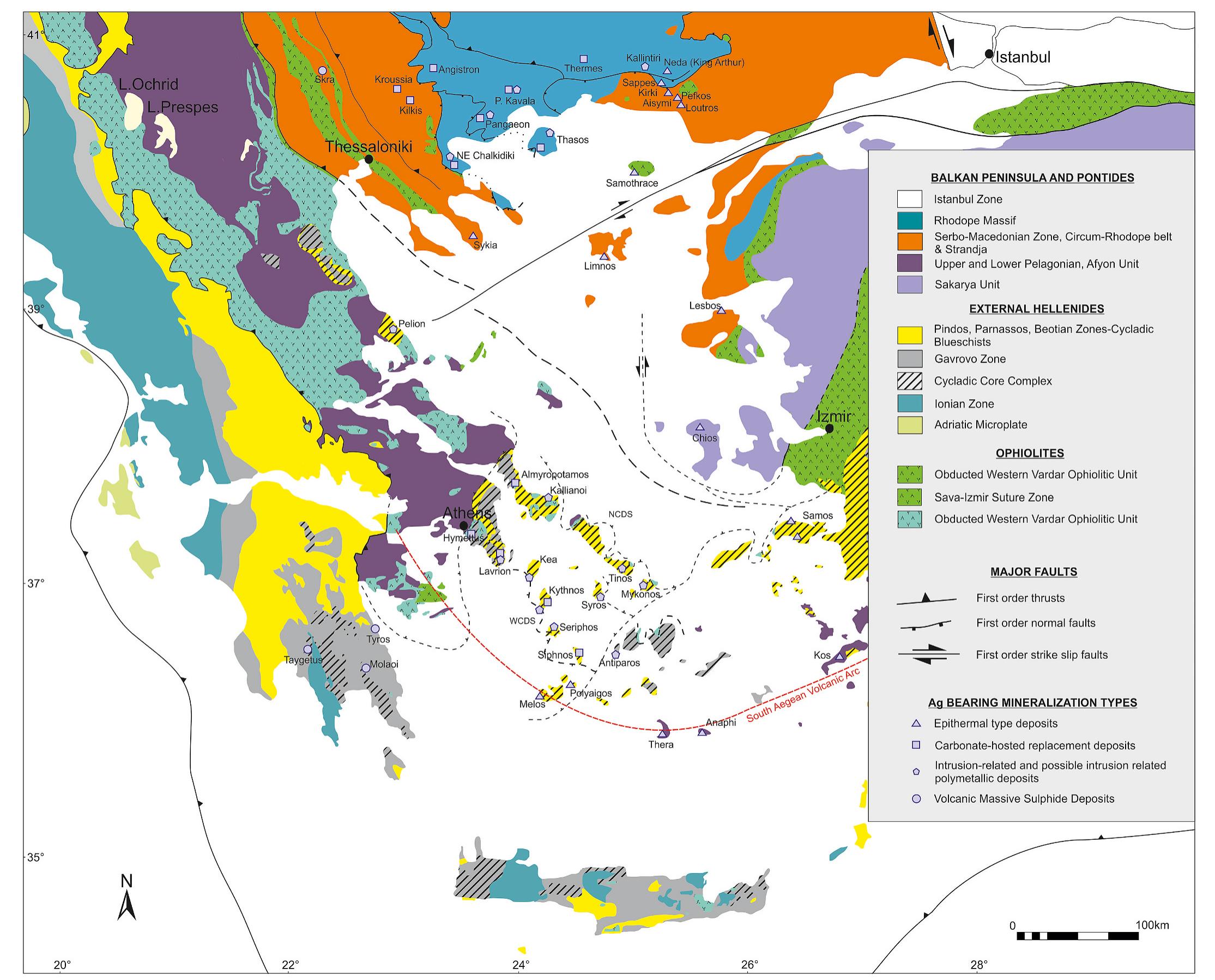 Simplified geotectonic map of the aegean region showing the
