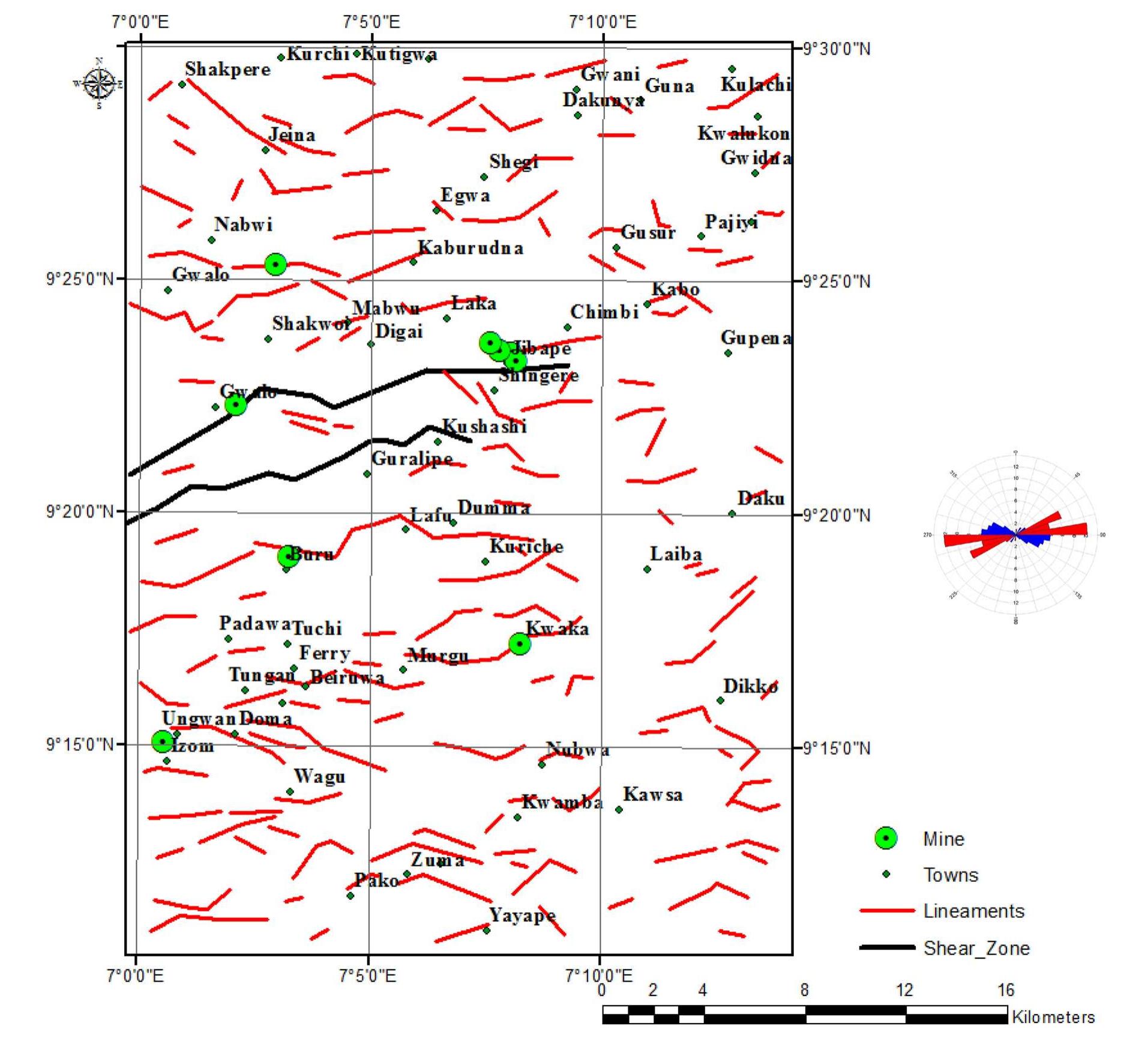 Structural framework map of the study area