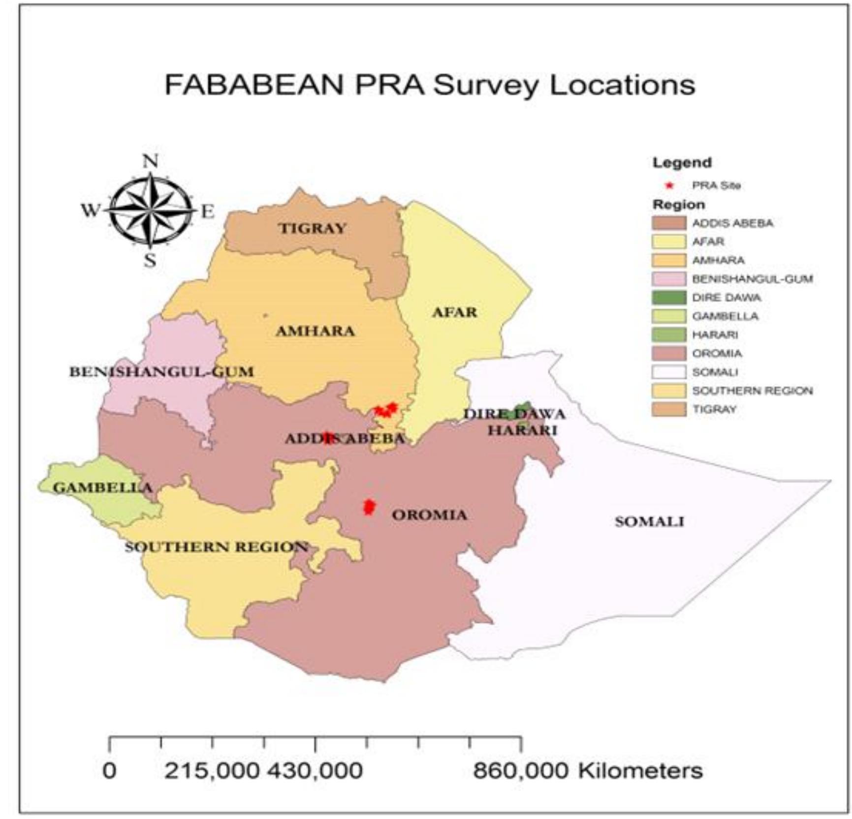 Map of central highland areas of ethiopia where the study