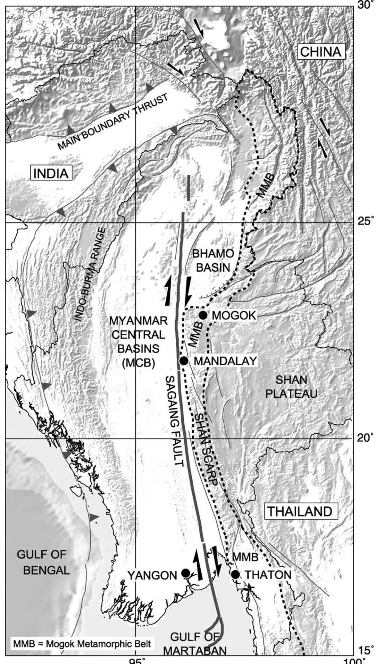 Figure 1 - from Tectonics of the western margin of the Shan