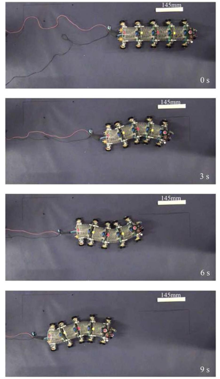 Top view snapshots of lateral undulation gait over 9 seconds