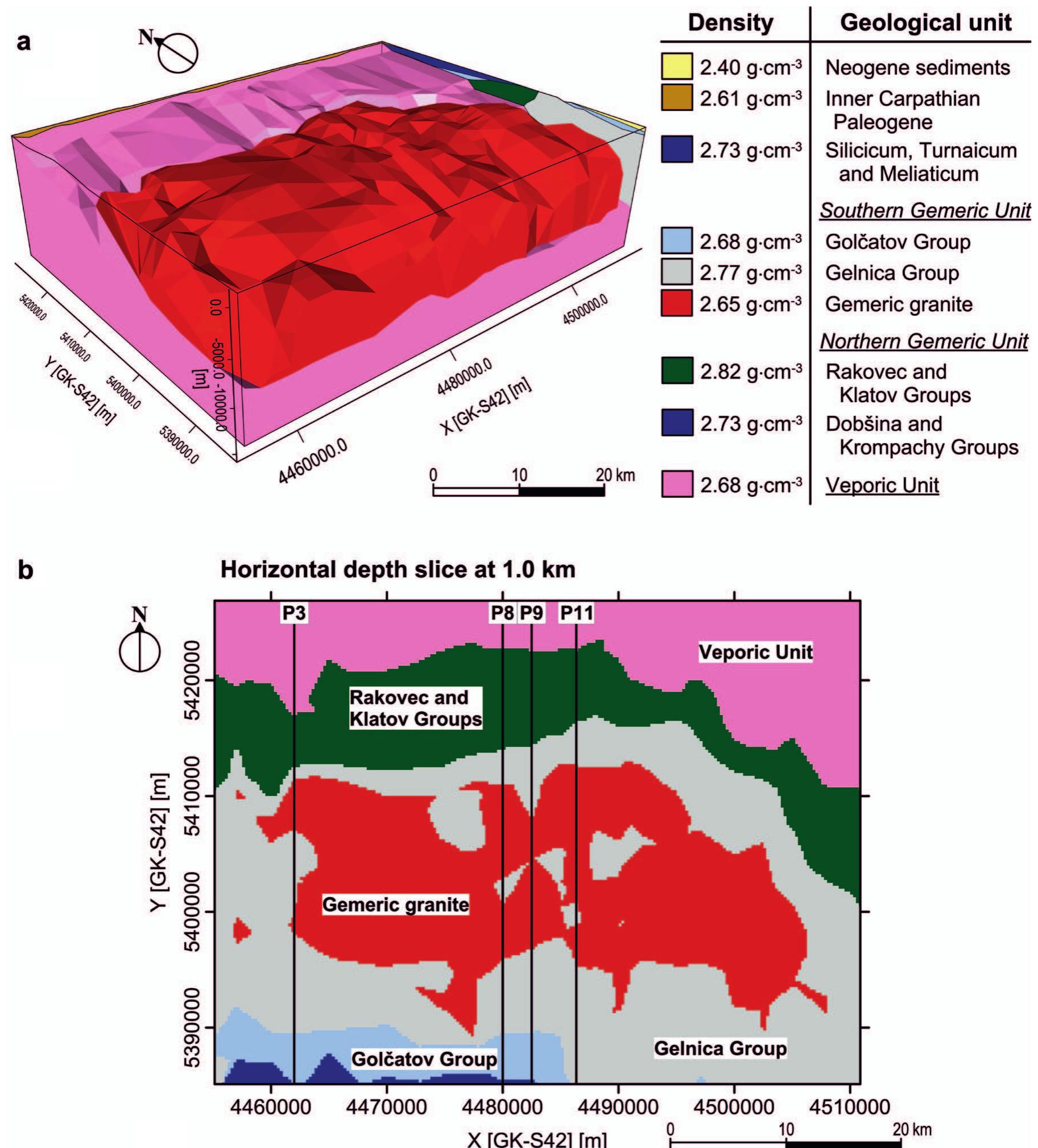A — simplified view of the resultant 3d density model