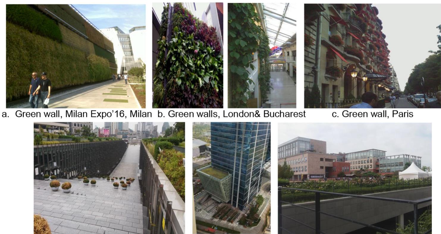 D. green roof, ewha university, seoul e. green roof, incheon