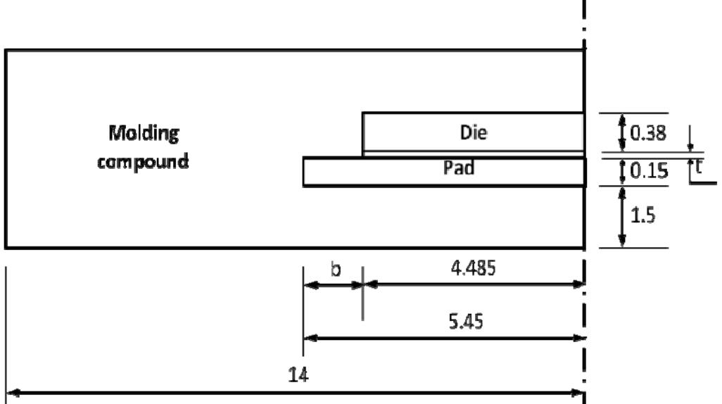 Cross section of ic package, all dimensions in mm, not drawn