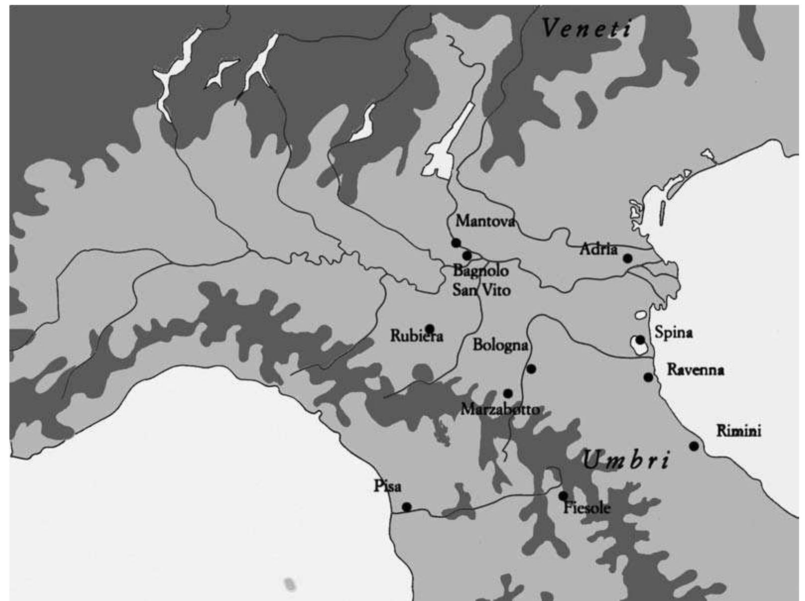 - map of the etrurian po valley between the 6" and the 4%