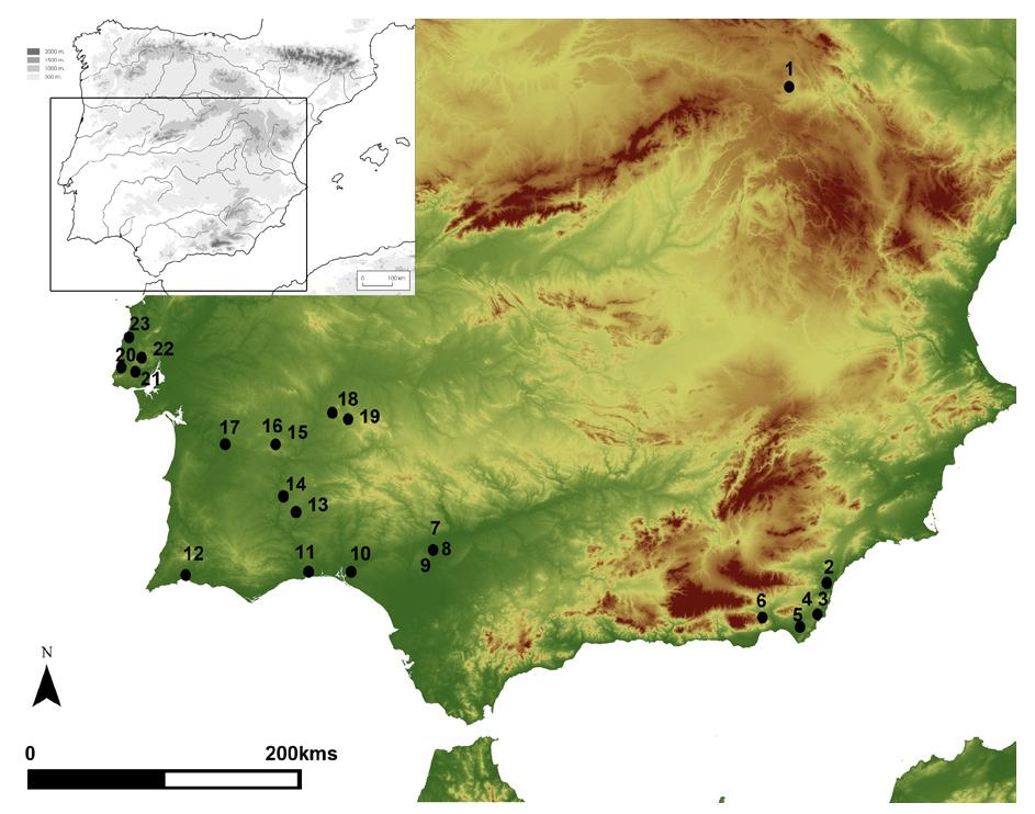 Map showing the location of tho/os-type tombs and cemeter-