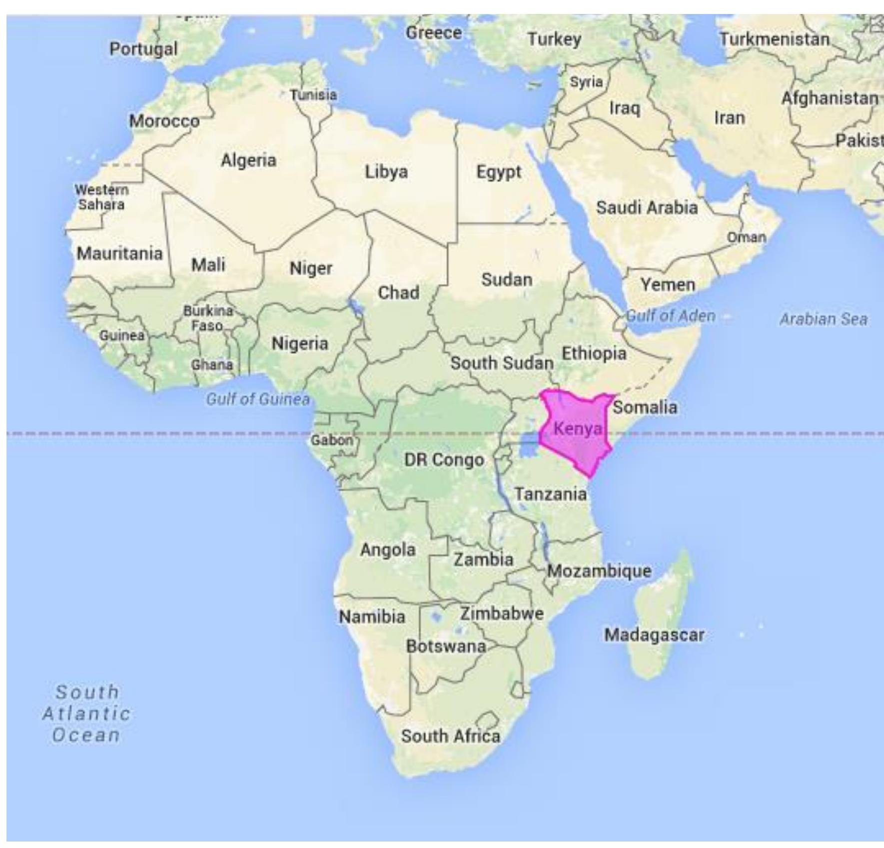 1 map of africa with kenya highlighted. (map edited from