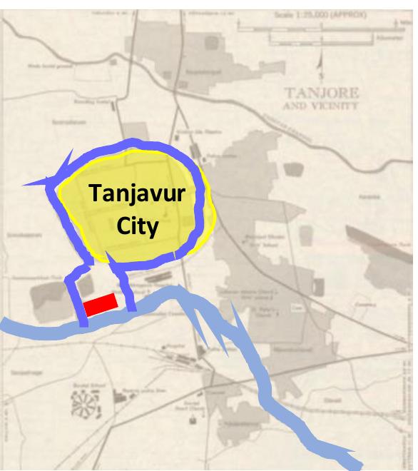 Location of temple, 1955 map of tanjavur
