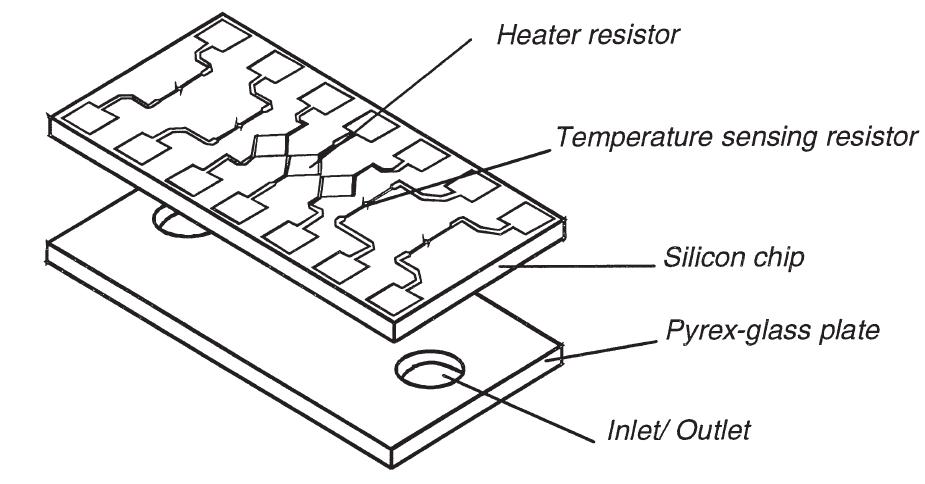 The heater and temperature sensors are carried by a silicon