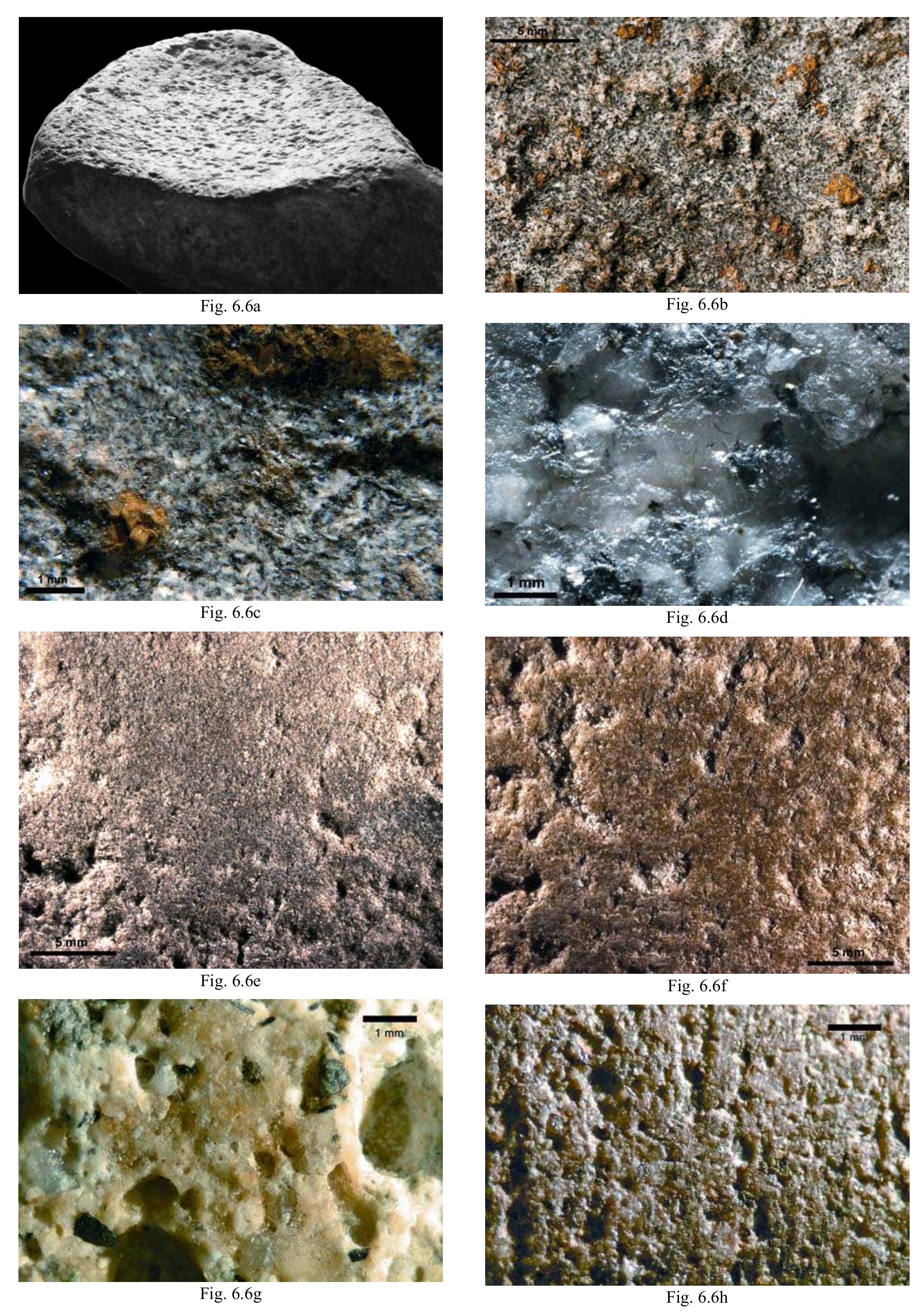 6. examples of wear traces visible on different grinding