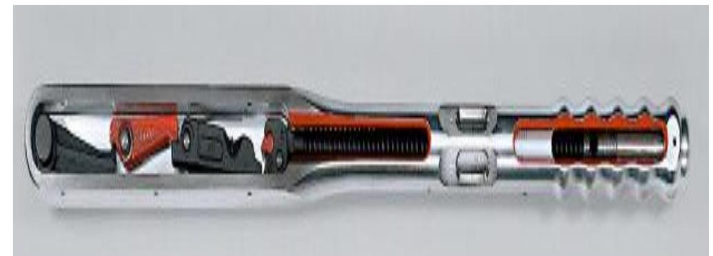 Multi-lever inside mechanism of a click torque wrench [9].