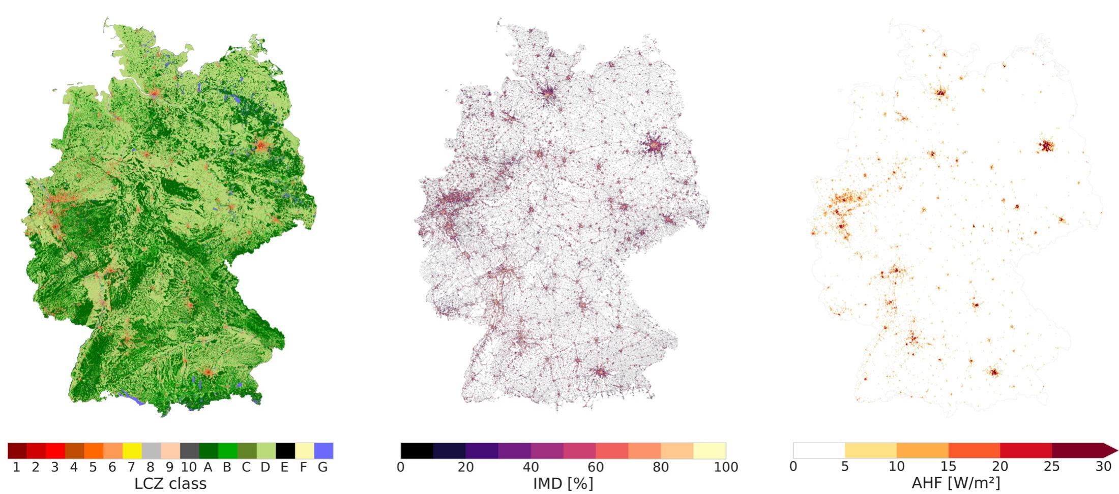 Lcz map, impervious density (imd, %) and mean annual