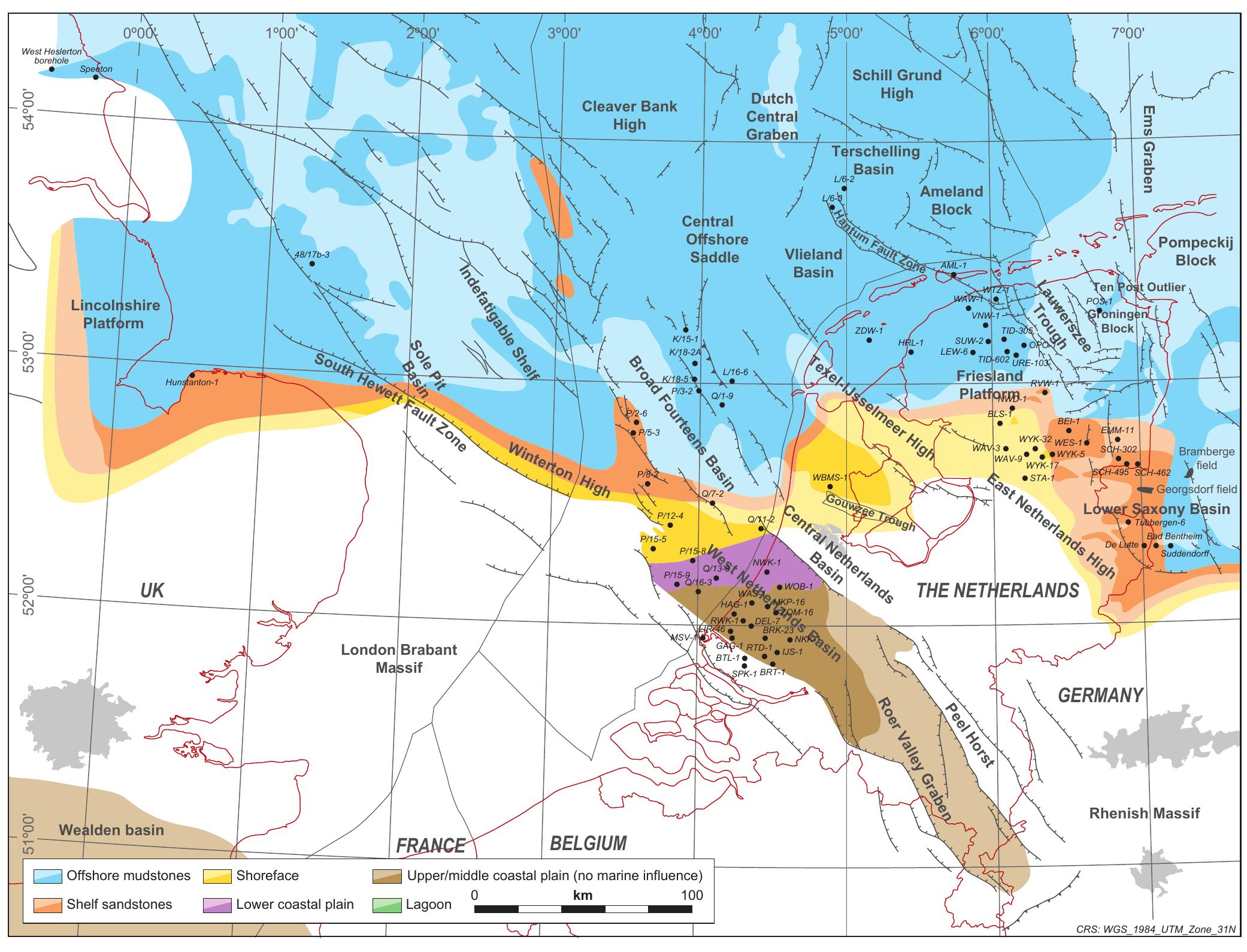 D. regional facies map: k30 sequence regale zone (early