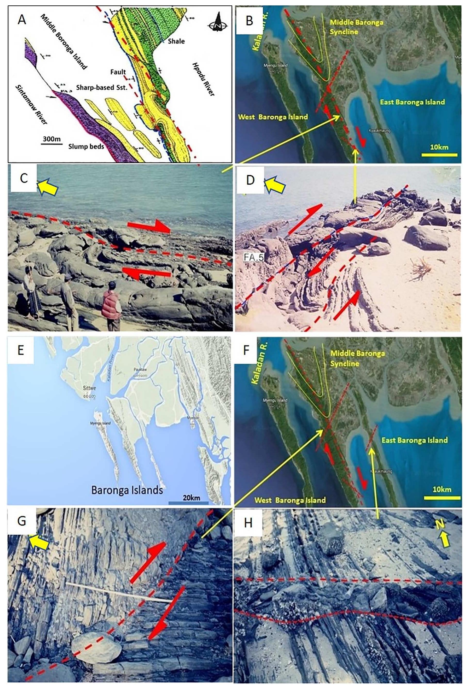 Outcrops exposed along middle baronga island. (a) outcrop