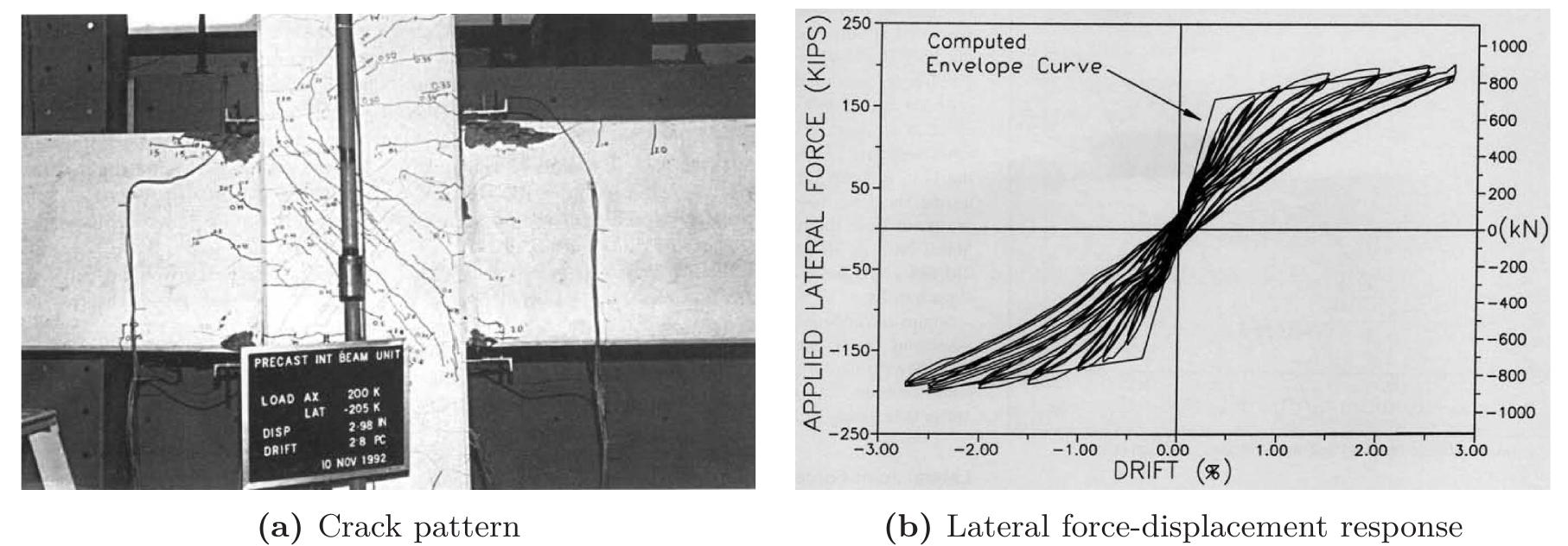 Seismic frame had single bay precast beams, connected with