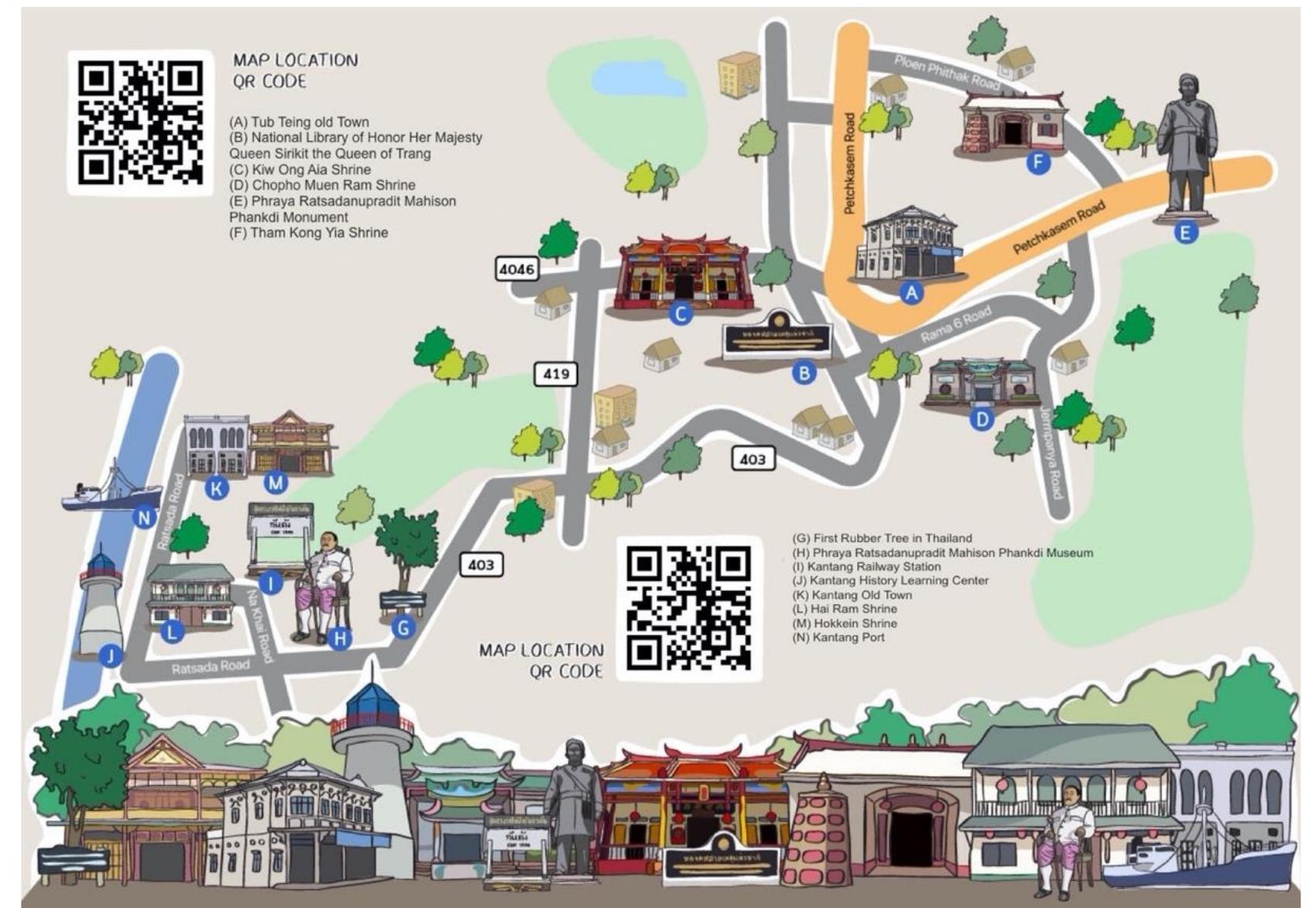 Cultural and historical map of peranakan heritage in krabi