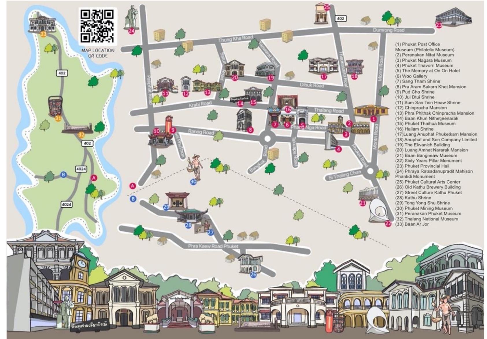 Cultural and historical map of peranakan heritage in phuket