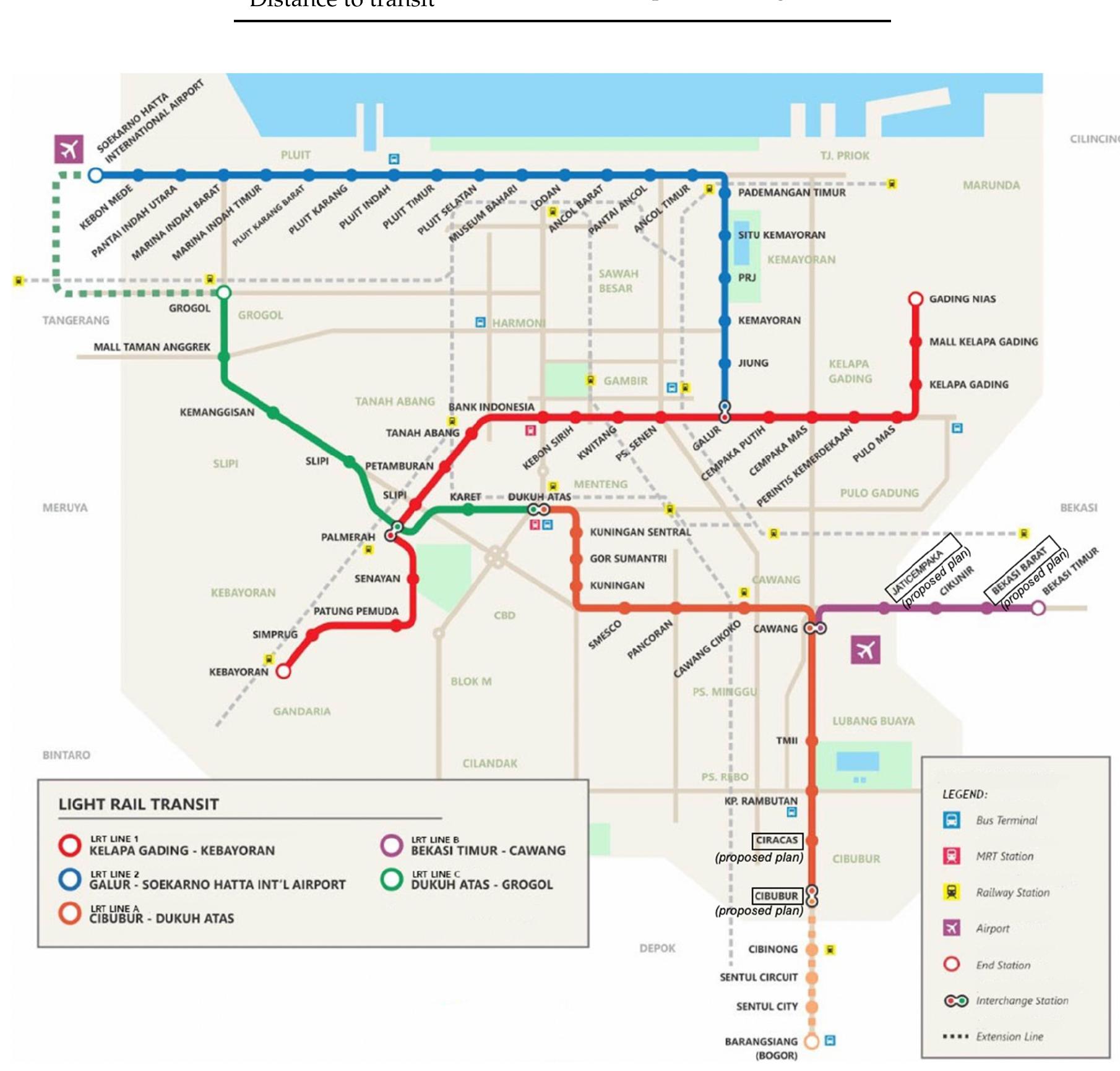 Jakarta light rail transit (lrt) routes and its urban