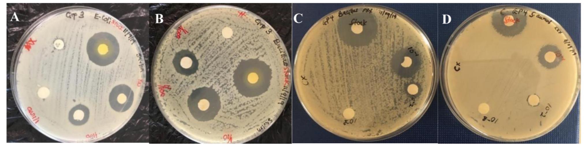 Antimicrobial effect with zone of inhibitions of savion on