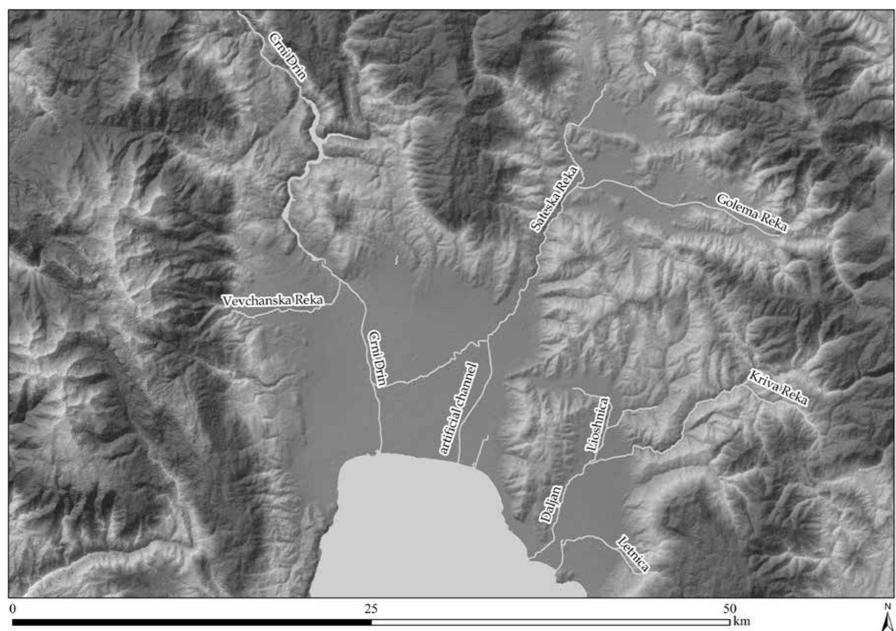 Map of the main tributaries of the ohrid lake (map by p.