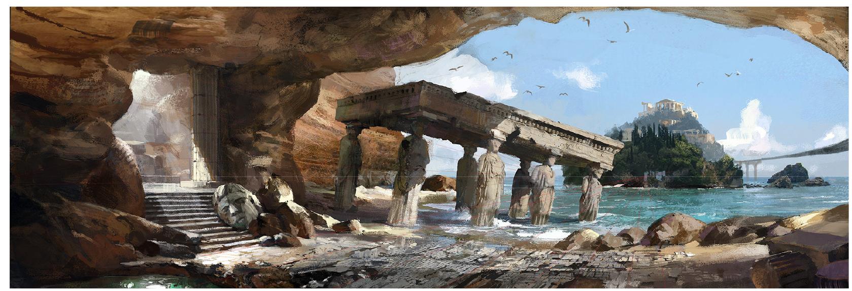 1: concept art for the forgotten grotto stage in killer