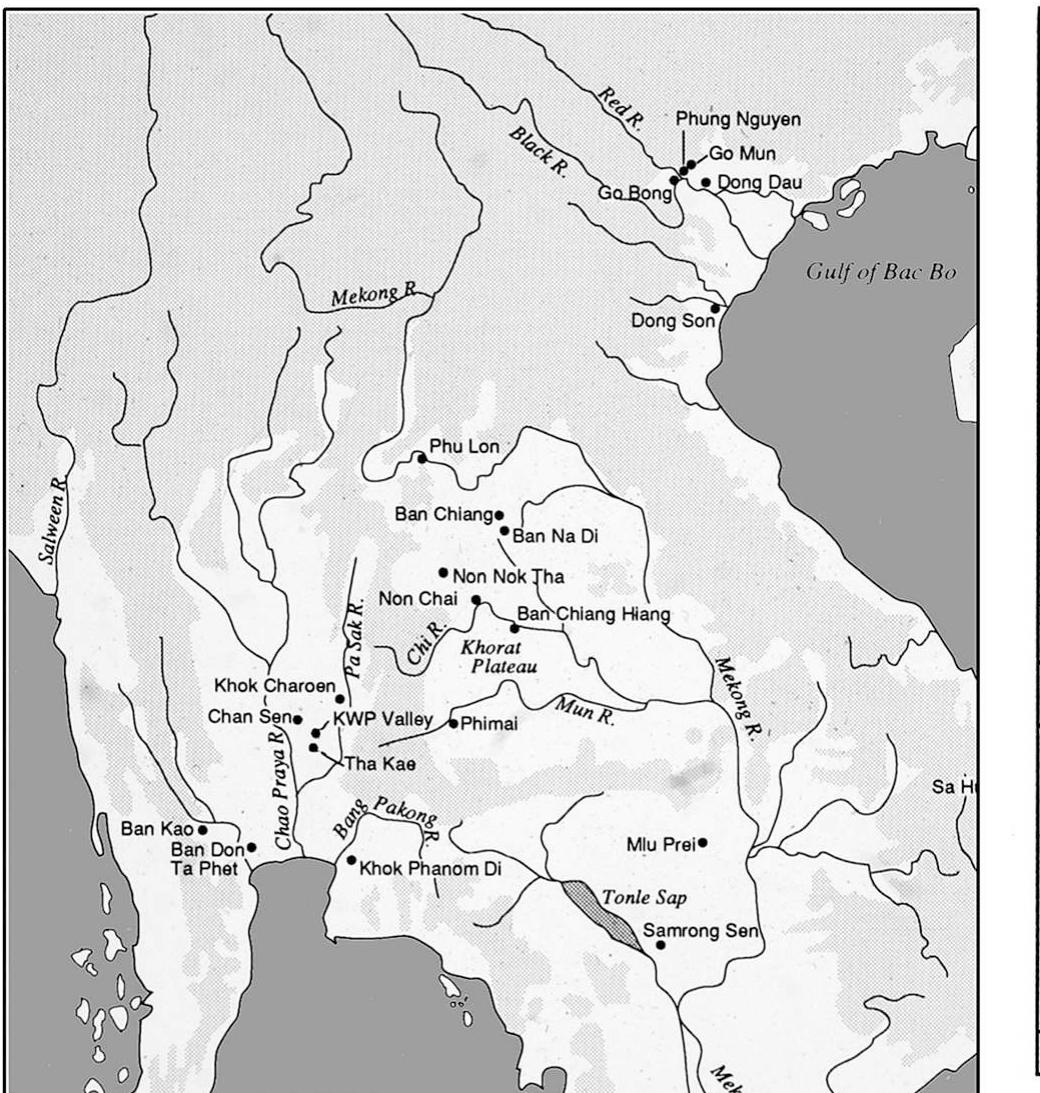 Map of southeast asia including prehistoric sites mentioned