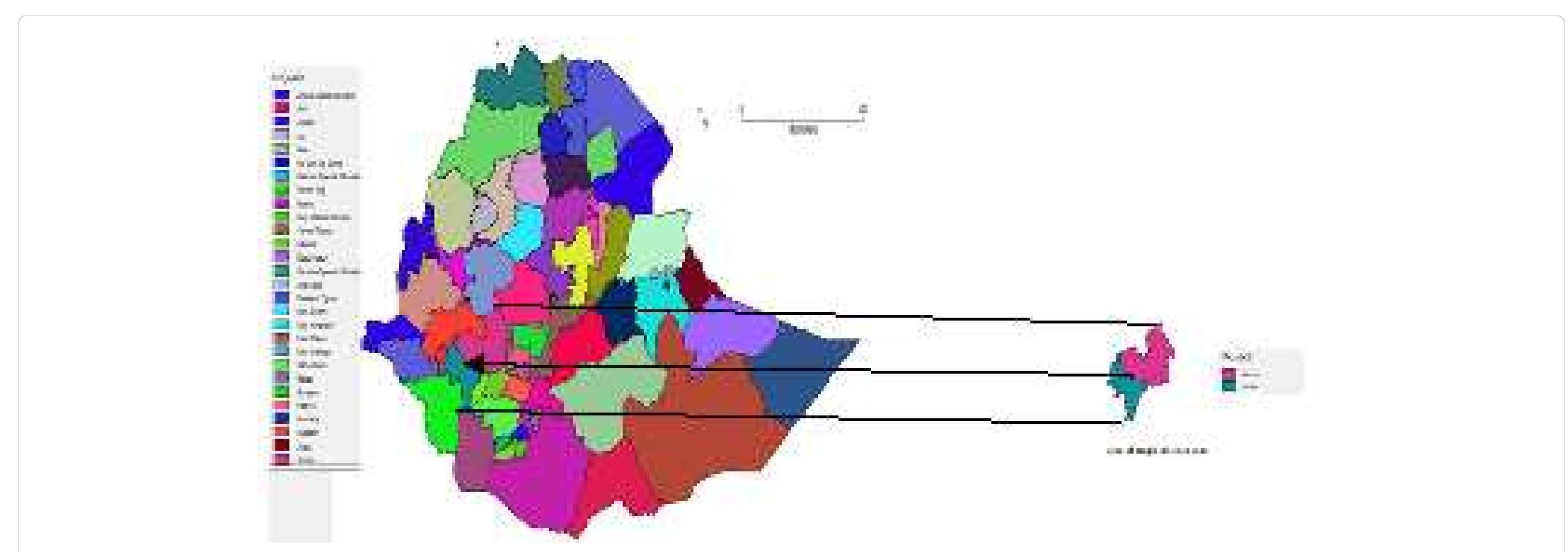Map of zones in ethiopia and map of study area. sample