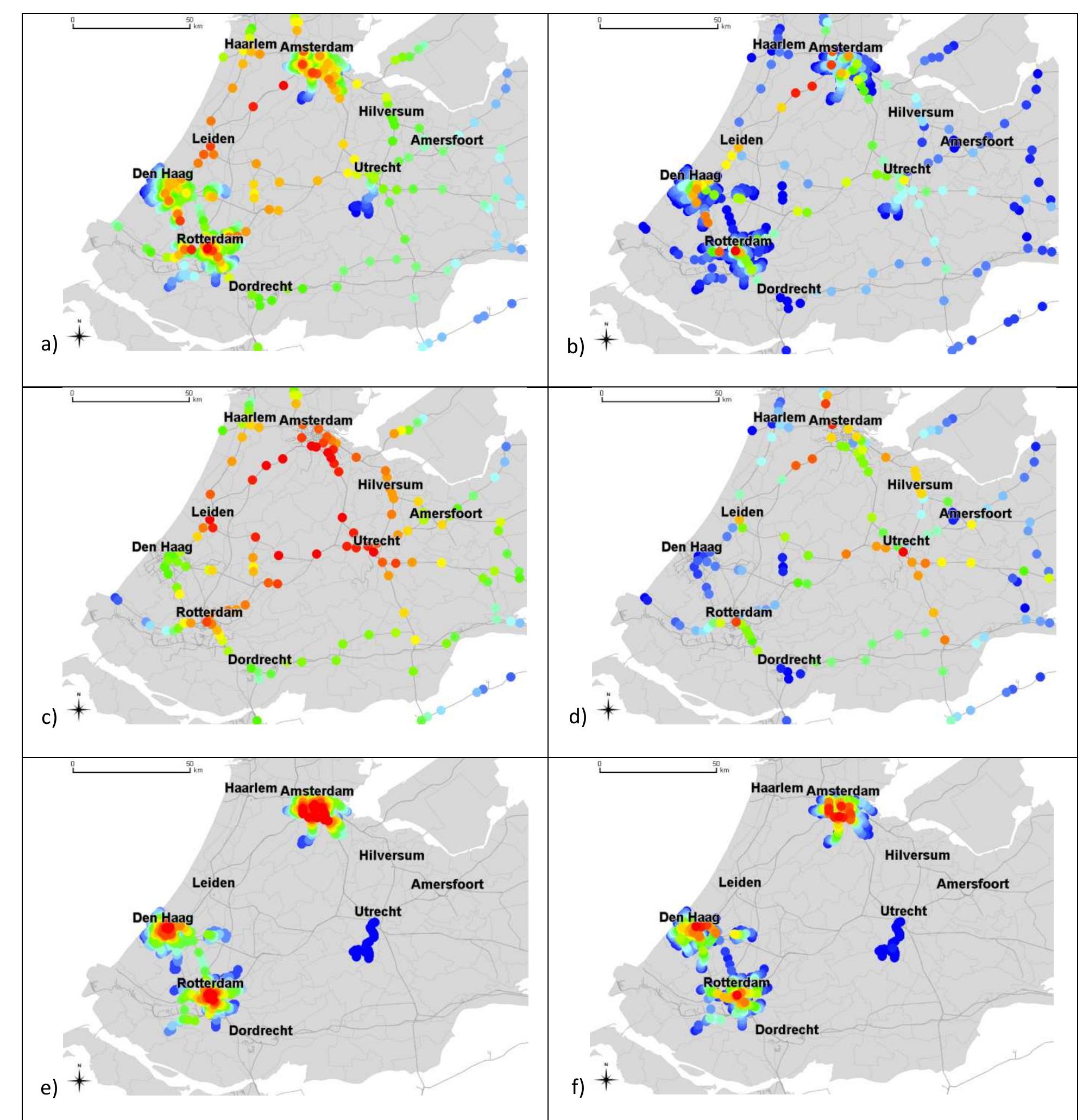 maps of the multi-modal network (top), rail network