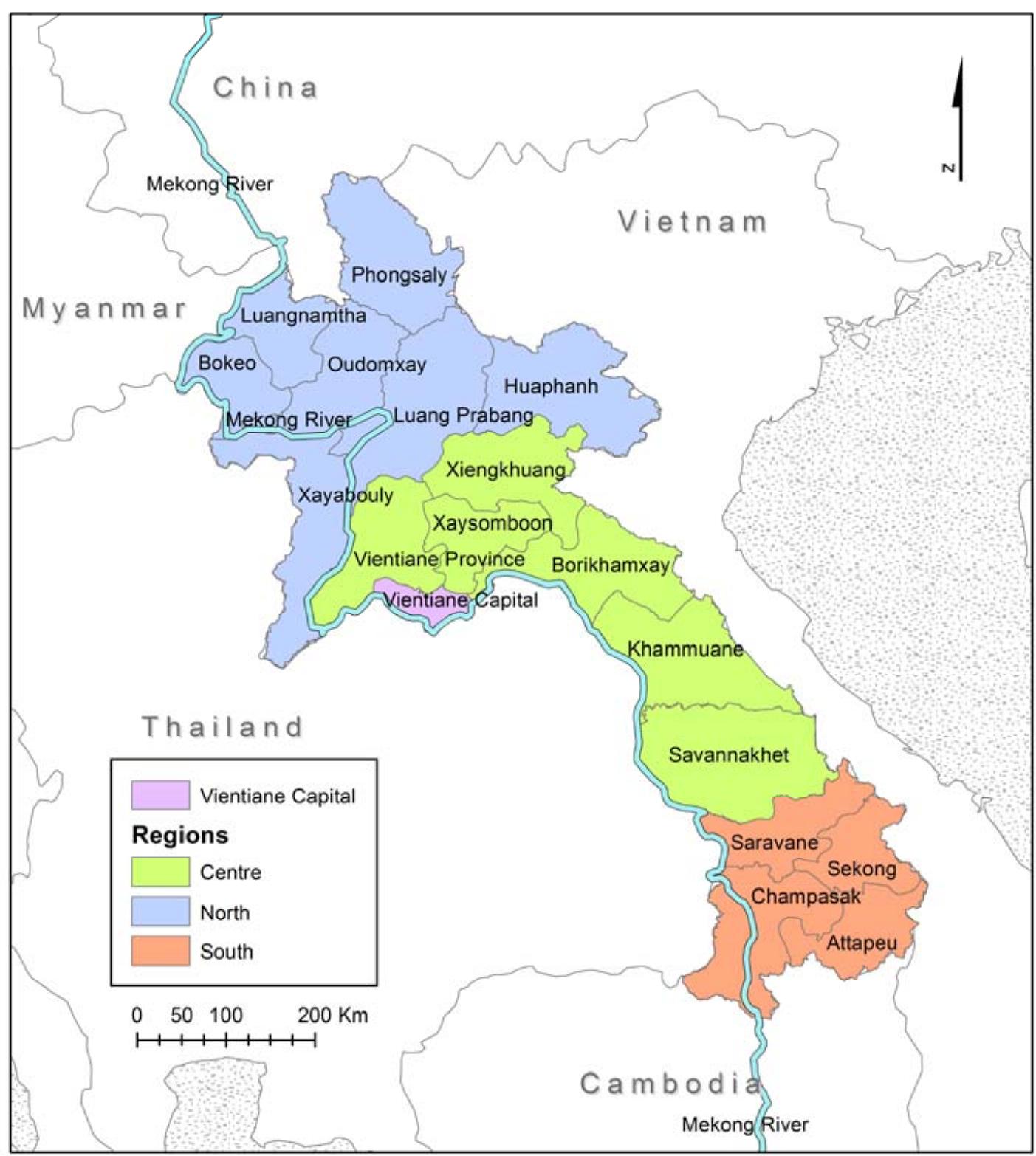 Map of laos in the greater mekong sub-region (gms).