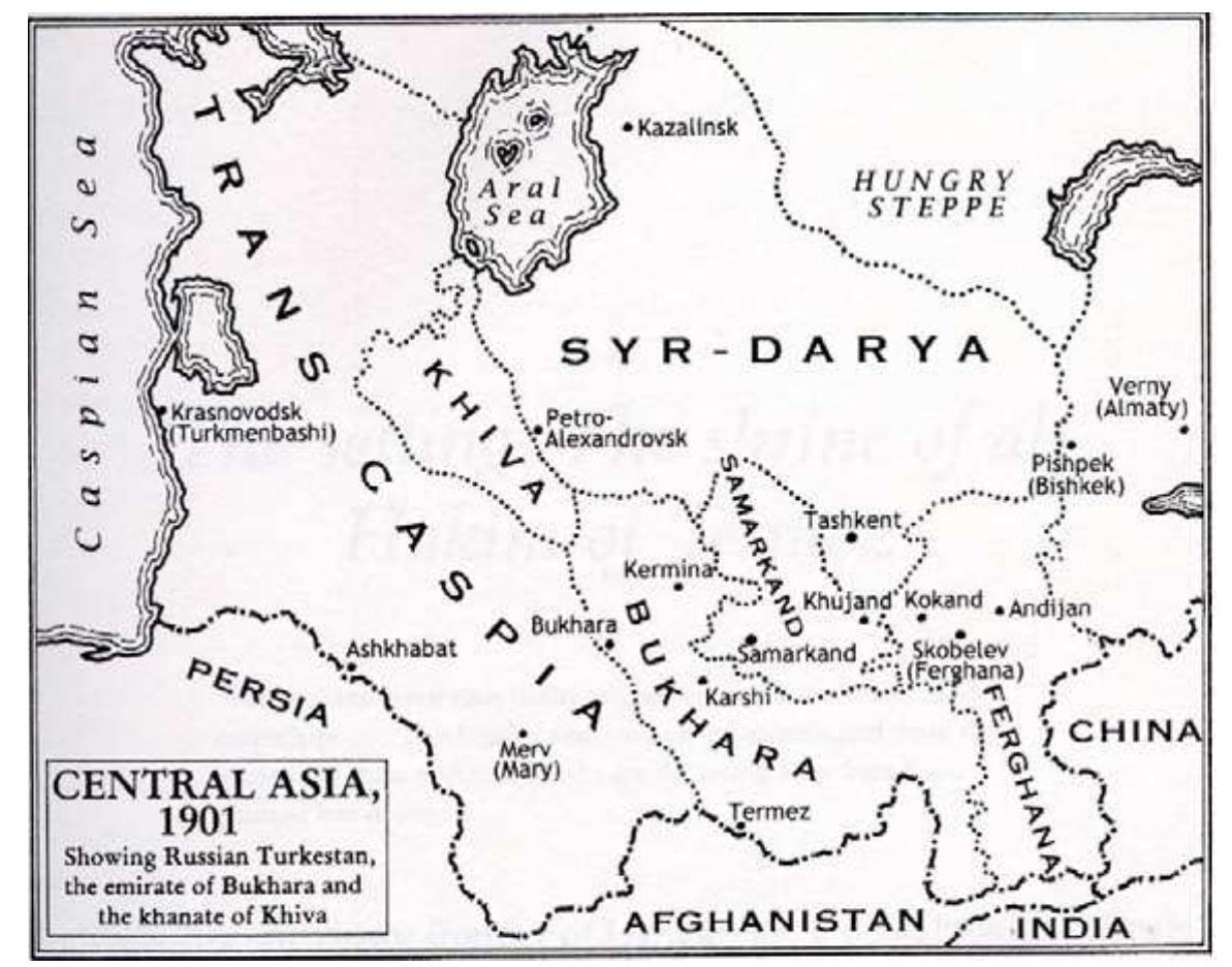 Maps of central asia in 1901. source: miami university silk