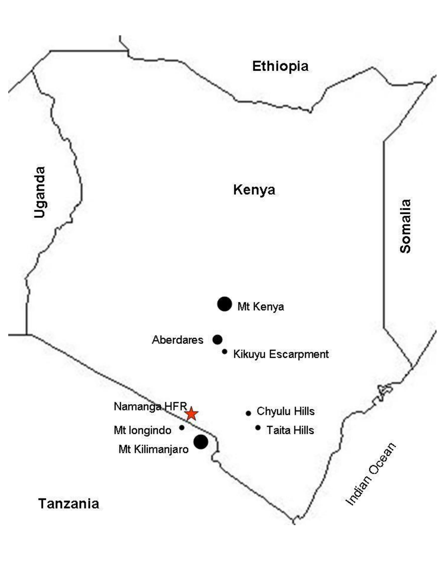 Sketch map of kenya showing the general location of namanga