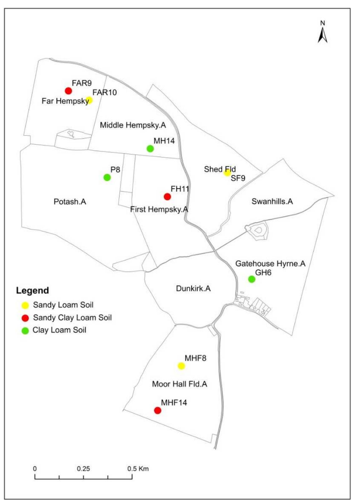 E1 map of locations of installed porous pots