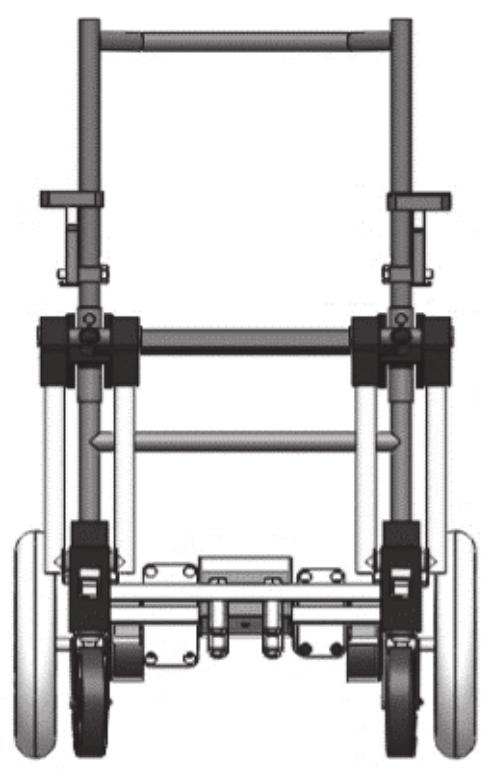 Unfolded front view of the wheelchair figure 3: folded front