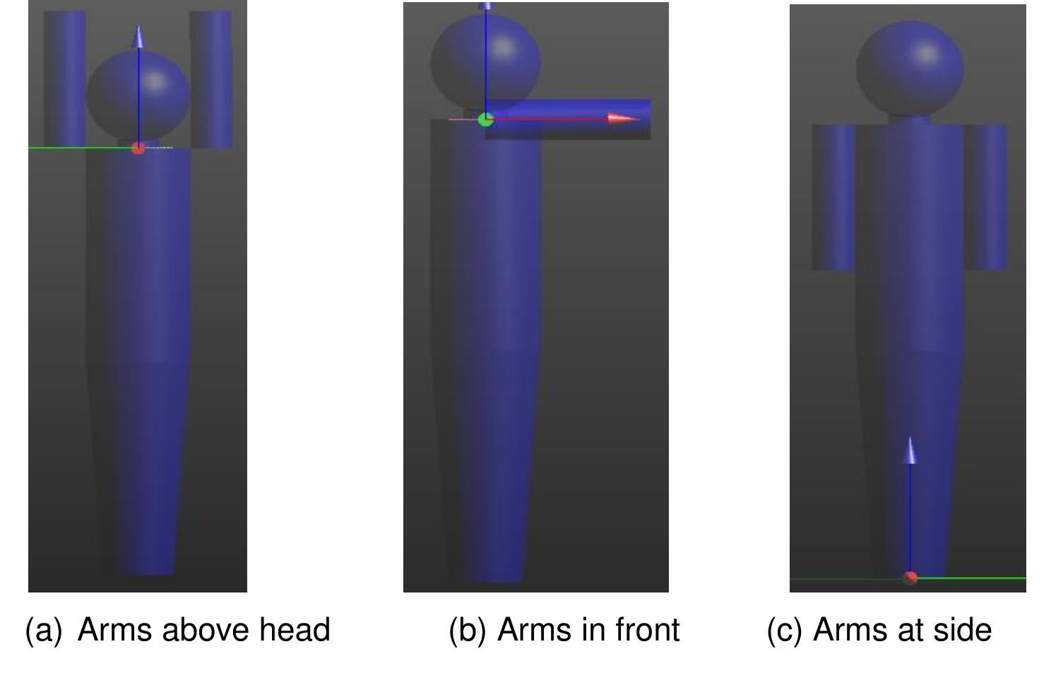 10: three human body positions used in the comparison of