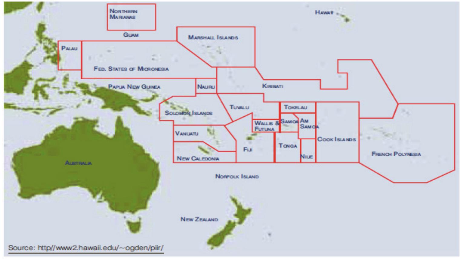 Map showing location of picts the sprep 2009 report