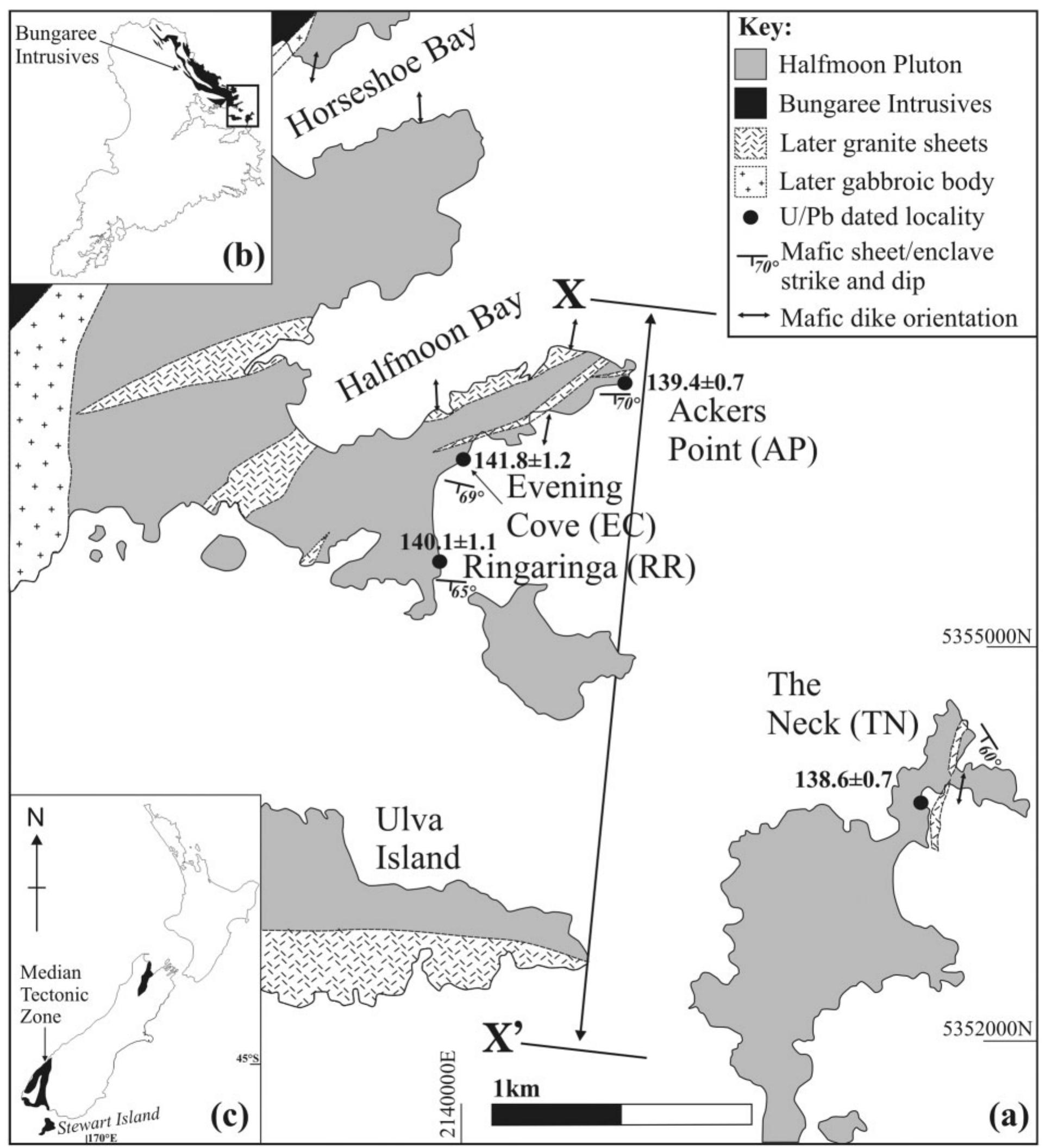 (a) simplified geological map of the halfmoon pluton and