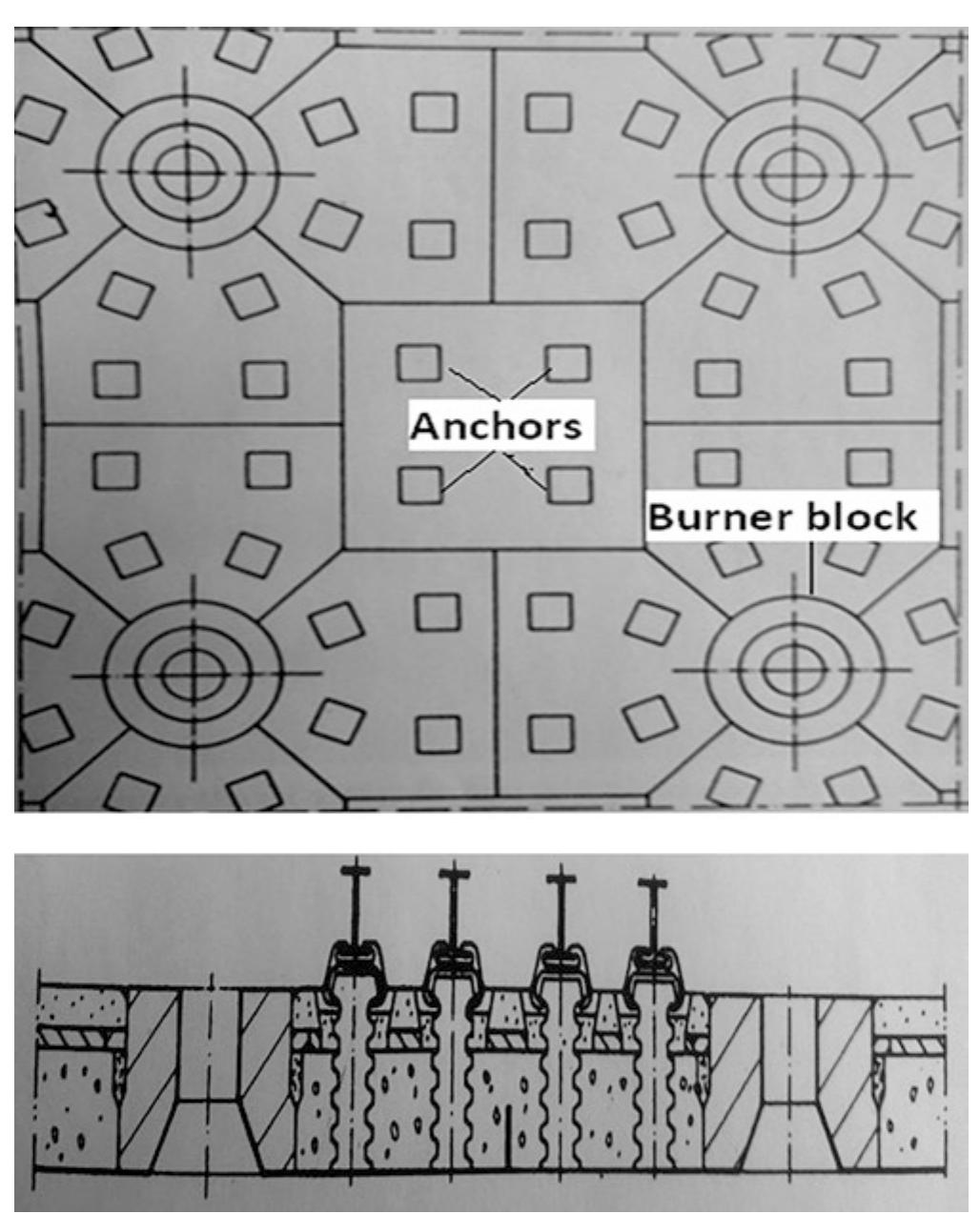 10 suspended castable roof supported by refractory anchors