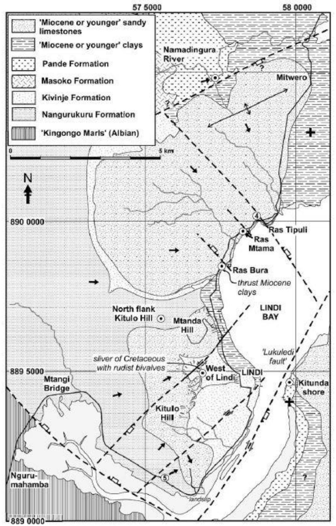 7: simplified geological map of the lindi bay area. (from