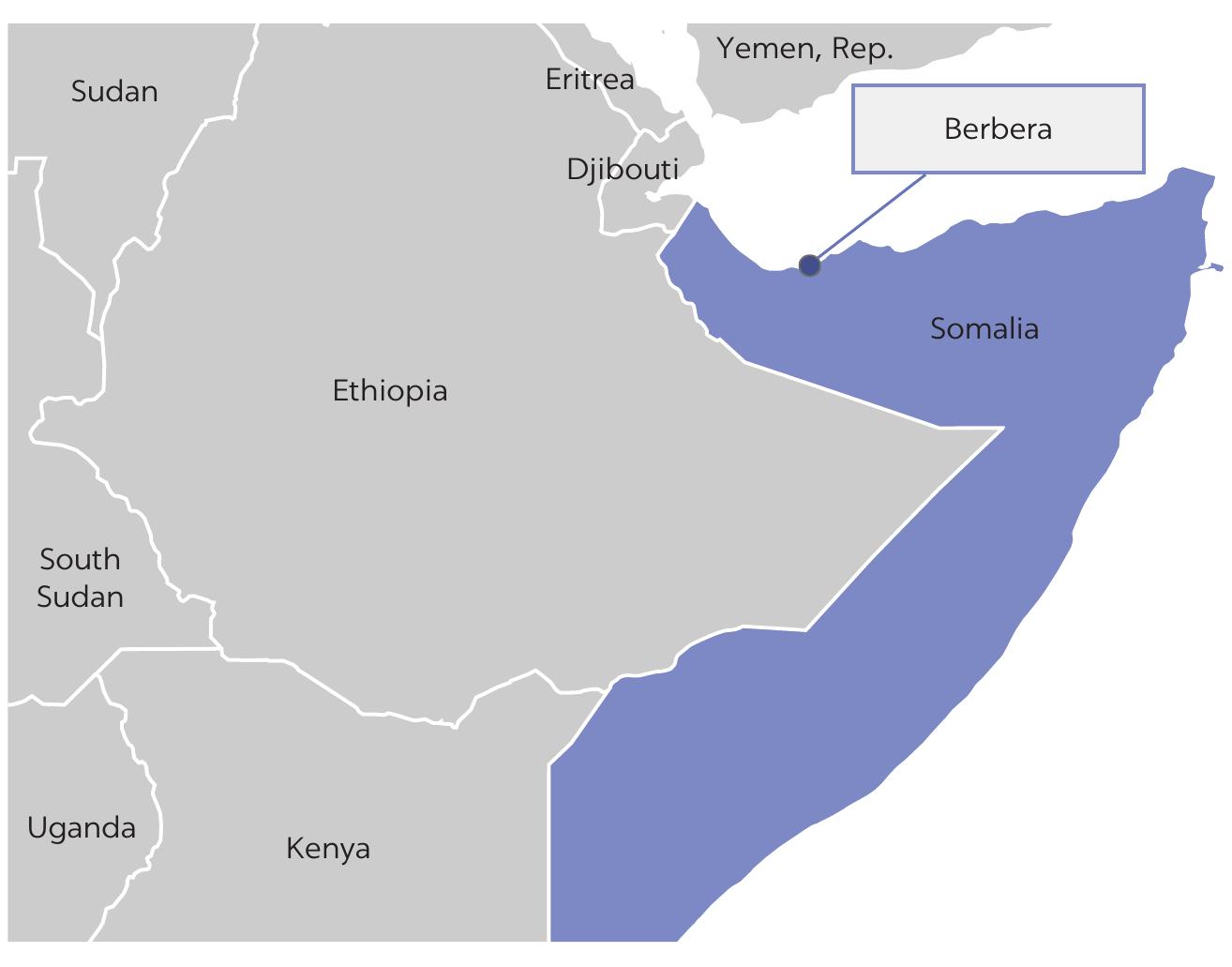 Location of berbera port source: world bank. map 3.2
