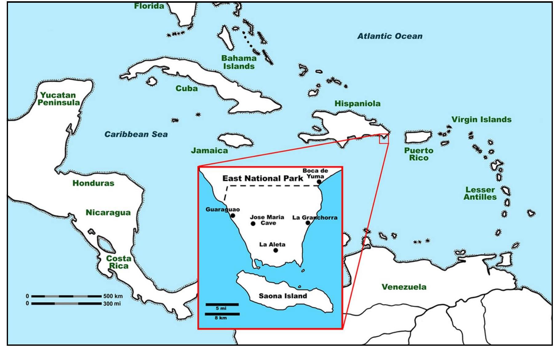 Map of the caribbean basin showing the location of la aleta.