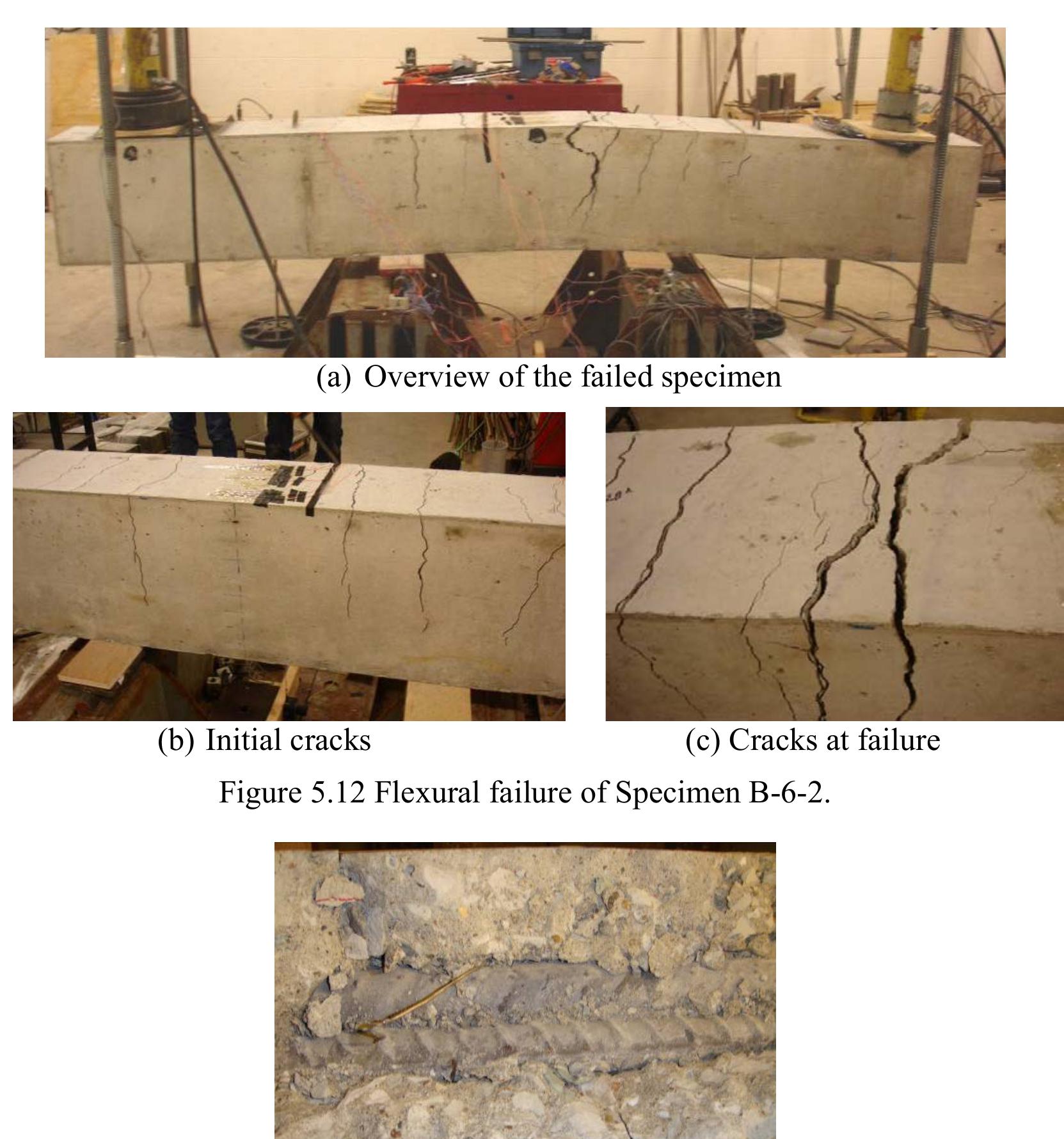 Specimen b-6-2 failed in flexure, as shown in figure