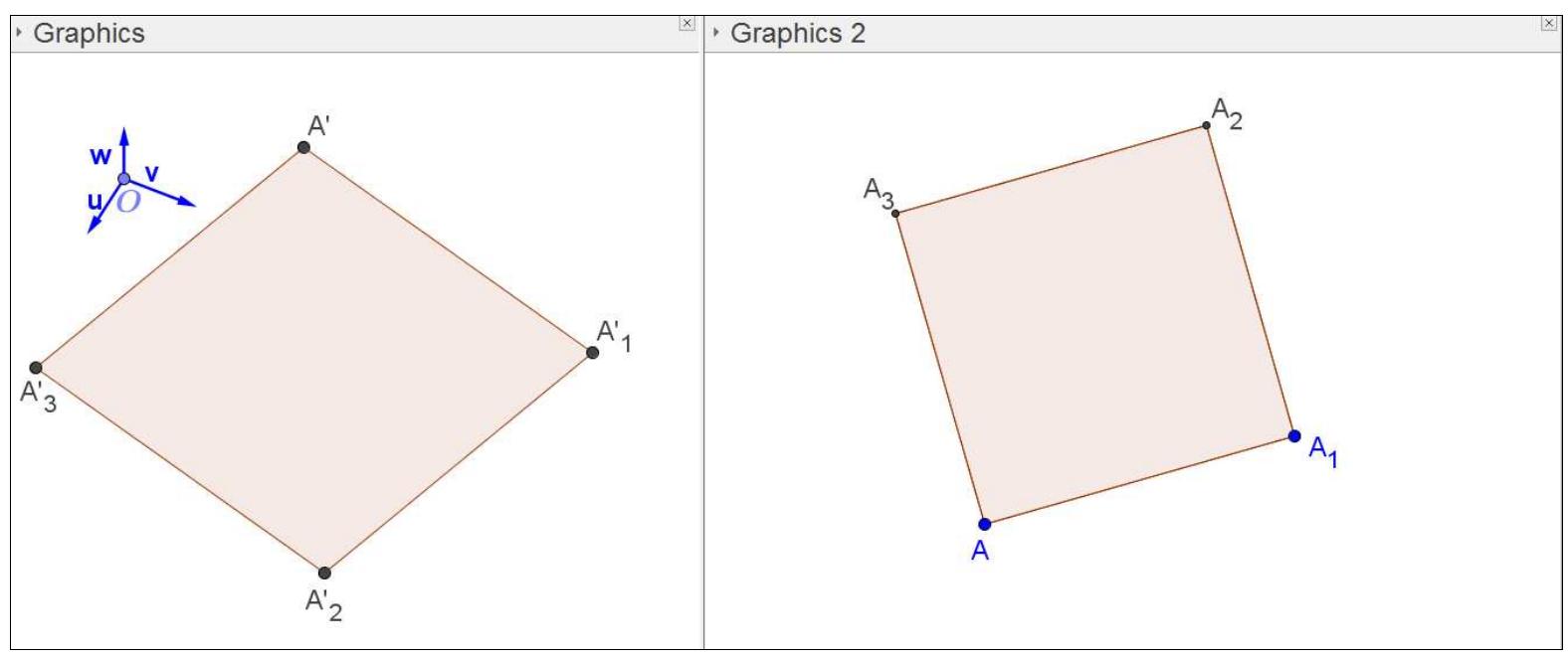 Plane view in the two graphics’ windows rotated view of it