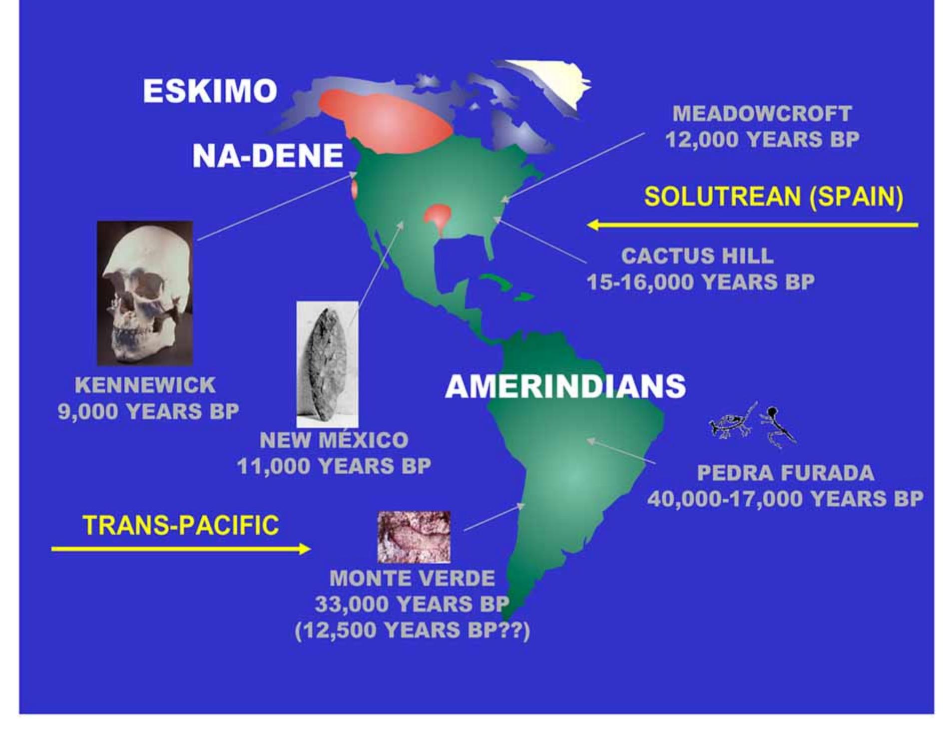 (1). a map of the americas showing the most accepted theory